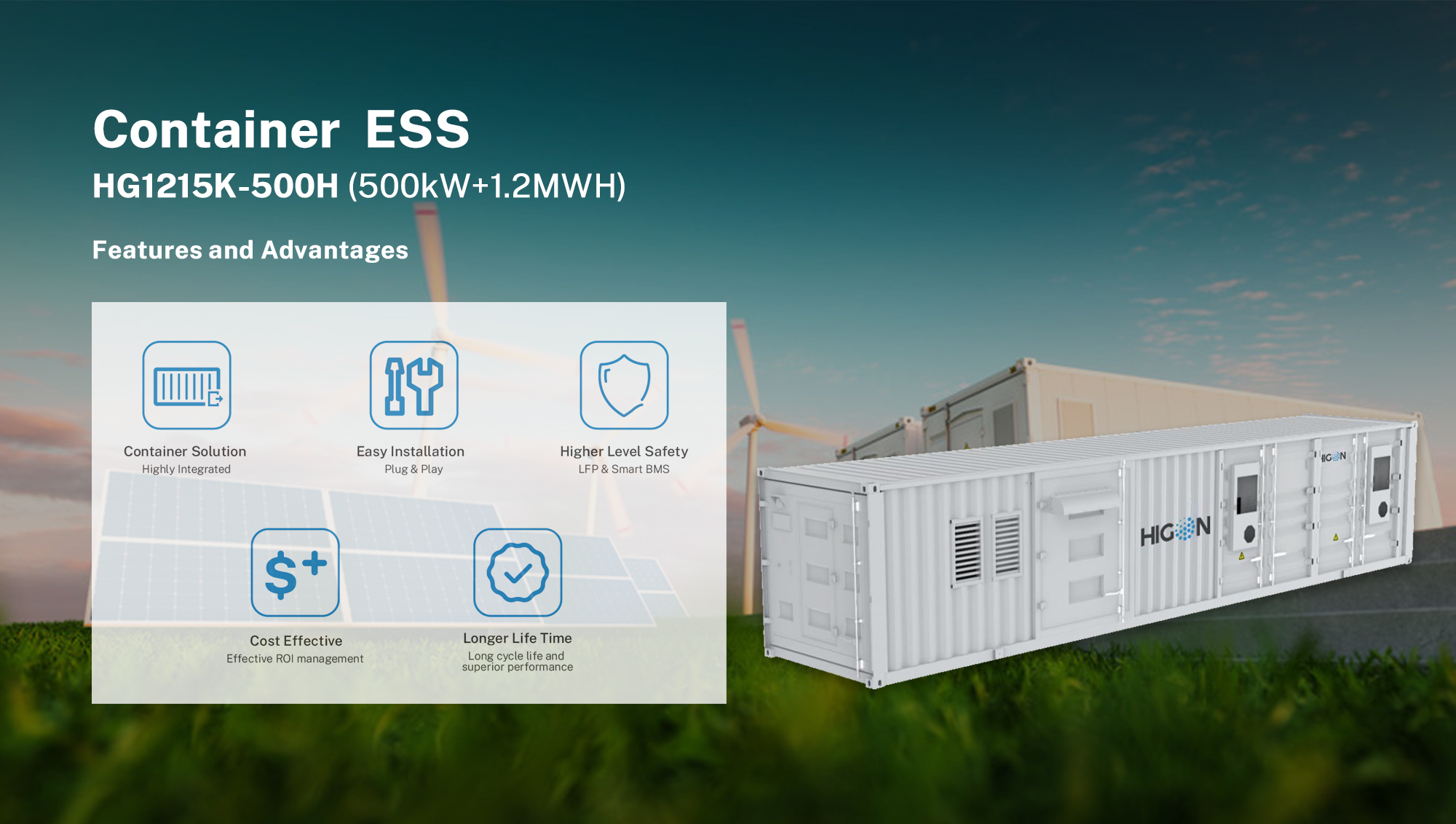 20ft 40ft Container ESS 500kW 1.2MWH All In One Container Solution For ...